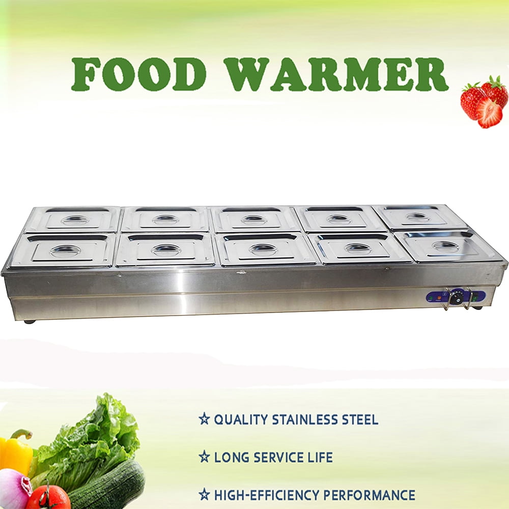 INTBUYING Electric 10-Pan Food Warmer, Stainless Steel Display Warming ...