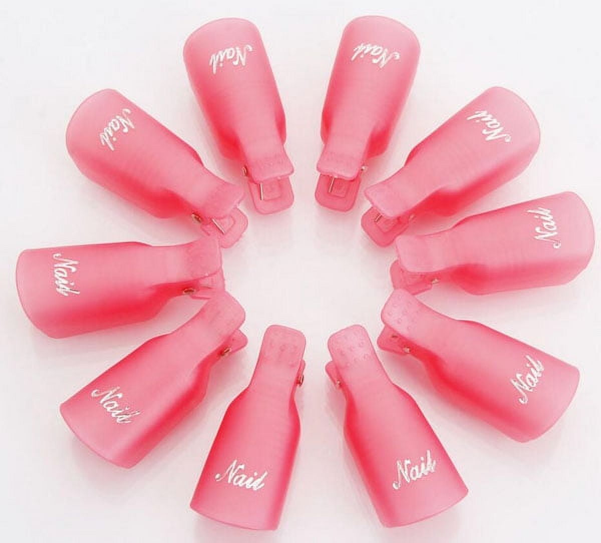 Intbuying 10PCS Pink Plastic Nail Polish Remover Caps and Clips for ...
