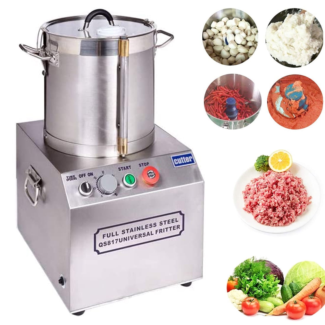 INTBUYING 15L Electric Food Processor for Meat Fruit Nut Ice 1400r/H ...