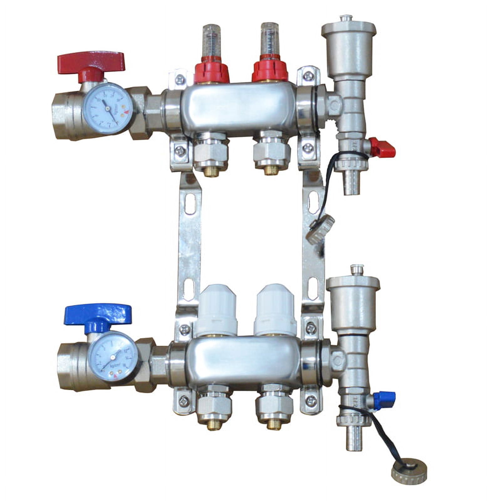 INTBUYING 2-Branch Stainless Steel Floor Heating Water Distributor PEX ...