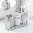 INTBUYING 2 Cups Toothbrush Toothpaste Stand Holder Bathroom Organizer ...