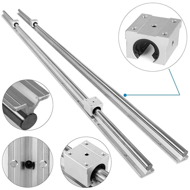INTBUYING 2 X SBR12-1500mm Supported Linear Aluminum Cylindrical Guide ...