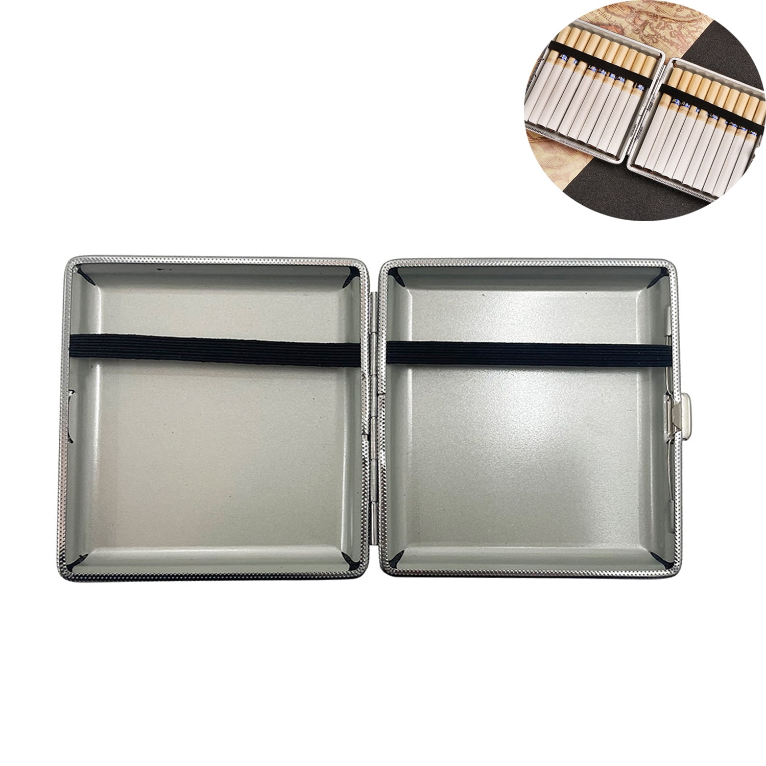 INTBUYING 20 Cigarette Case Leather Cover Metal Case Box Black ...
