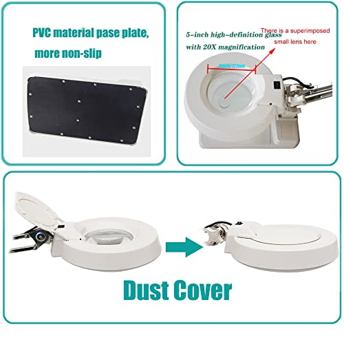 INTBUYING 20X Magnifier,110V Folding LED Desk Lamp Amplification ...