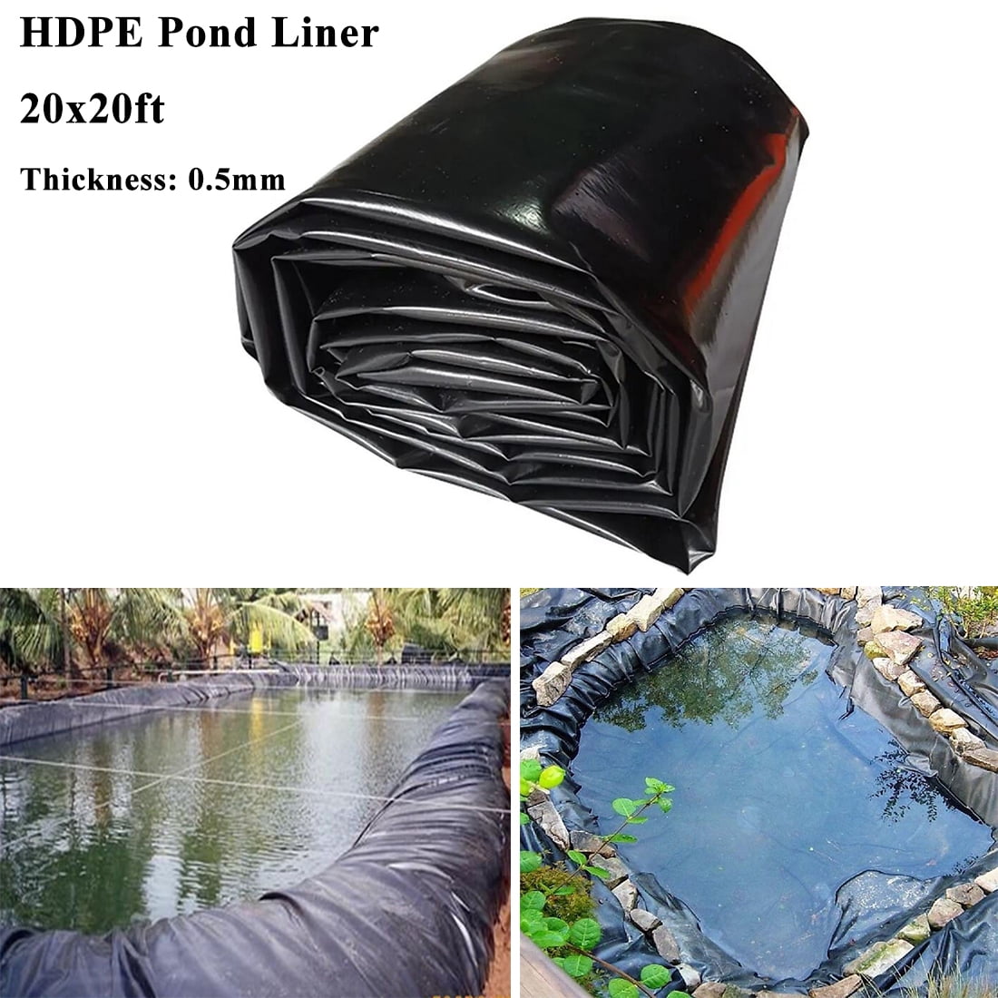 INTBUYING 20x20ft HDPE Pond Liner Garden Fish Pond Waterproof Liner ...