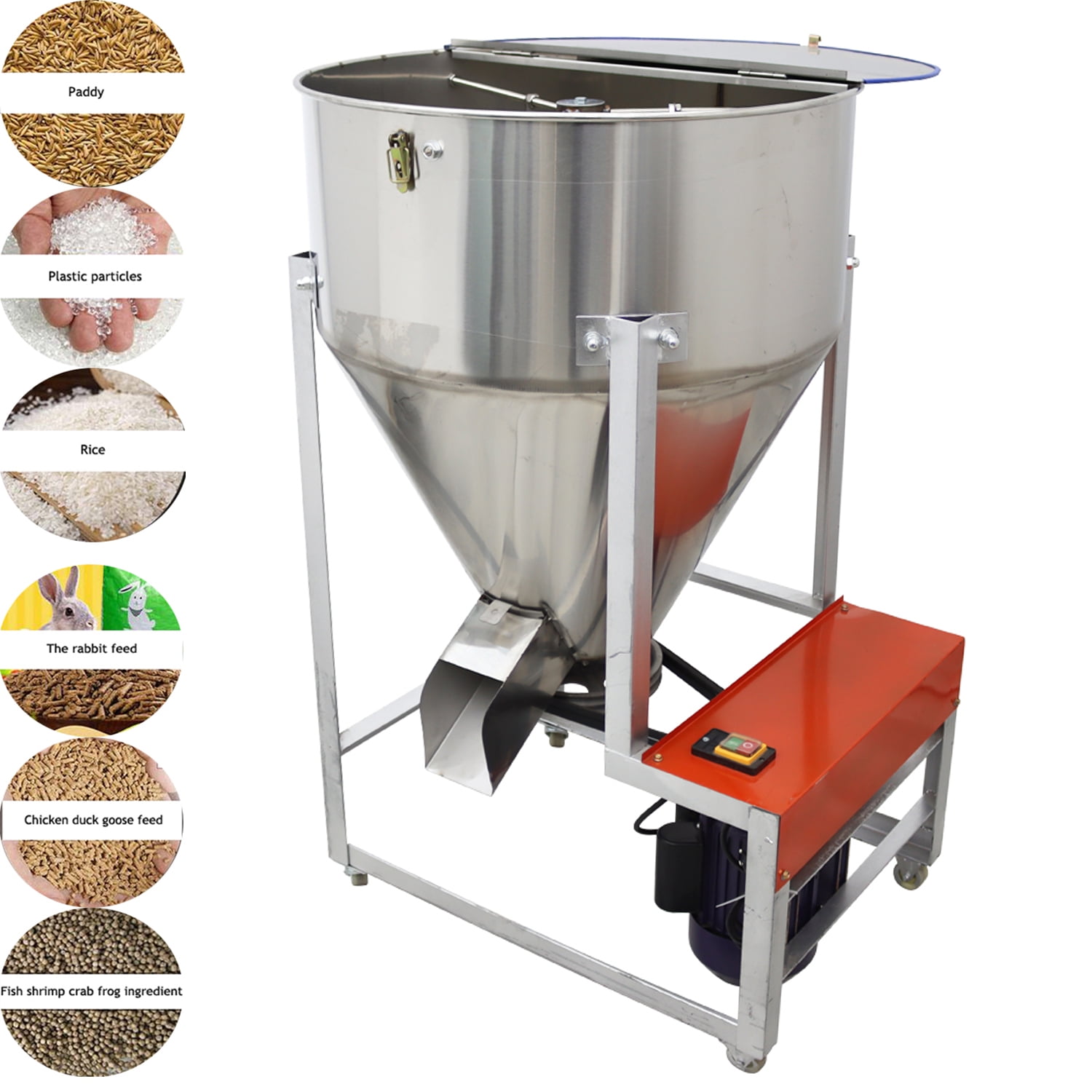 INTBUYING 220LB Feed Mixer Granular Plastic Food Dry Grain Spice Powder ...