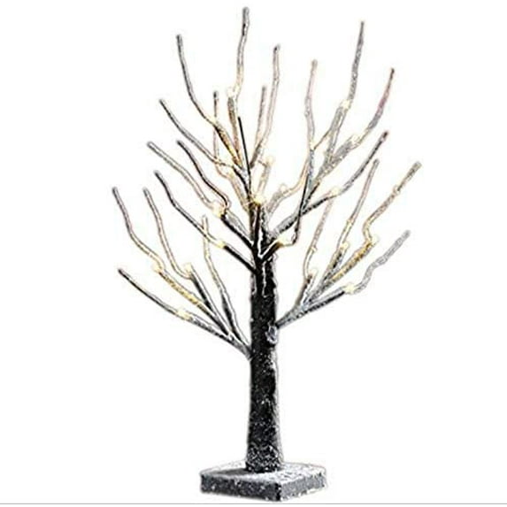 INTBUYING 2FT/24’’ Tall 24 Warm White LEDs Snow Bonsai Tree Light ...