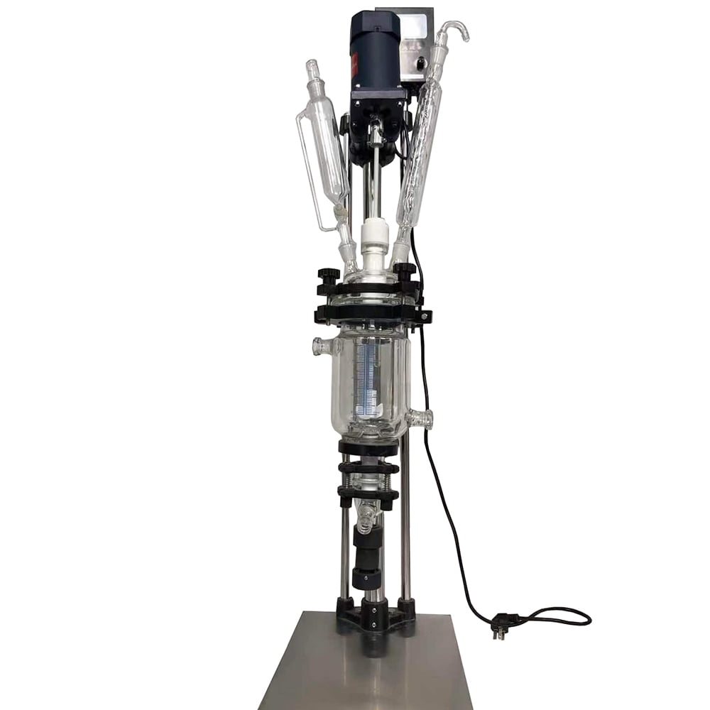 INTBUYING 2L Chemical Lab Supply Jacketed Glass Reactor Vessel with ...