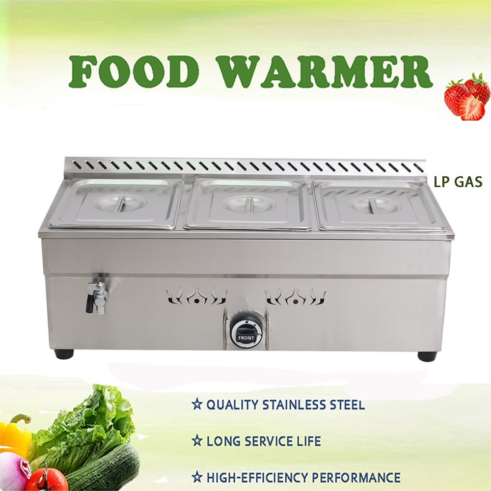 INTBUYING 3-Pan Food Warmer LP Gas Buffet Food Warmer with Pressure ...
