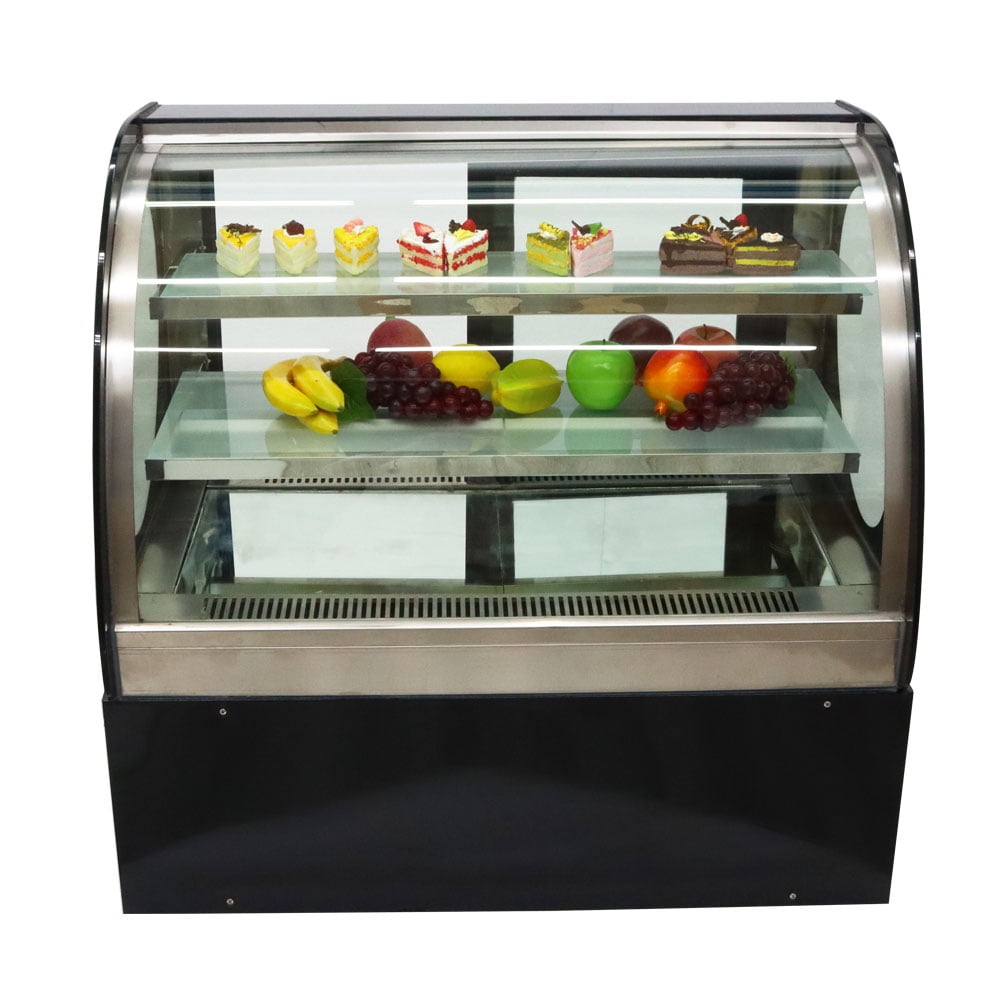 INTBUYING 35" Refrigerated Countertop Cake Showcase Curved Commercial ...