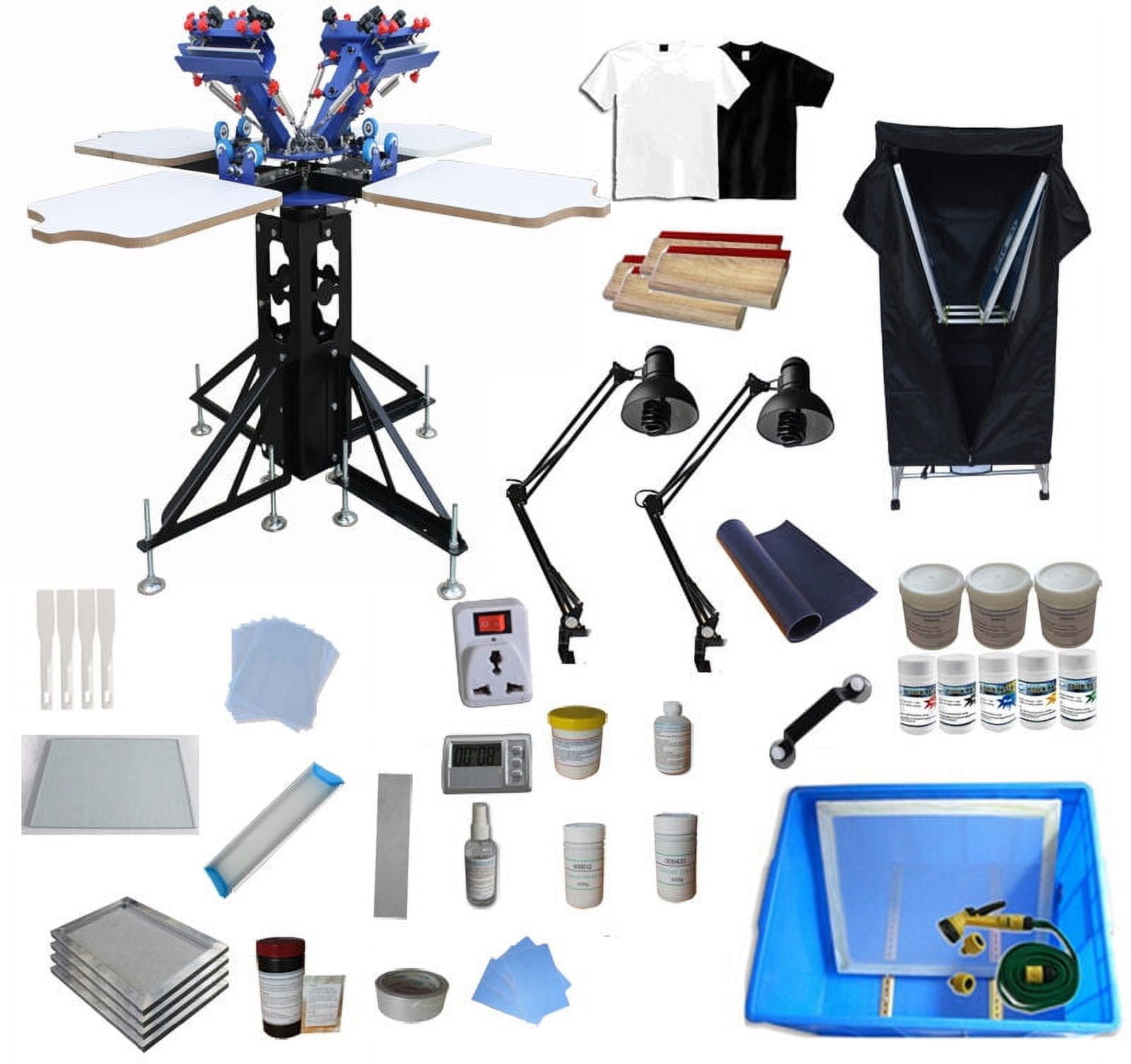 INTBUYING 4 Color 4 Station Screen Printing Kit Screen Printing ...