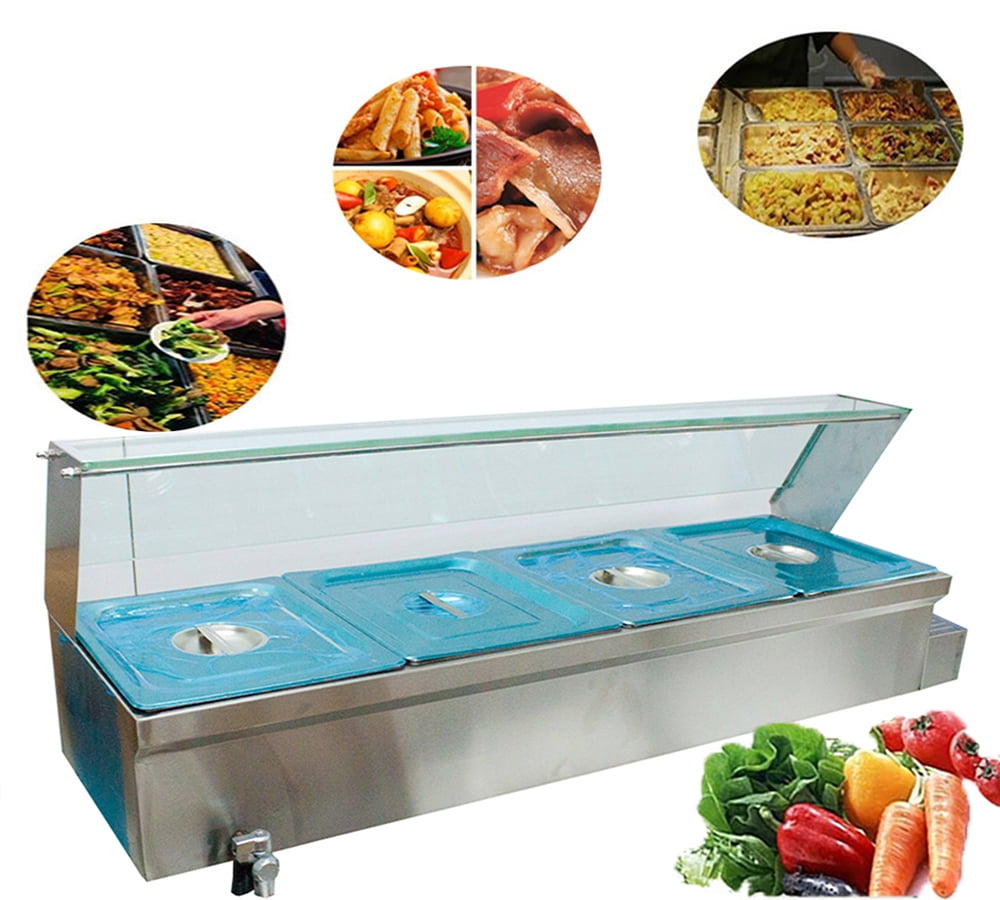 INTBUYING 4-Pan Food Warmer Commercial Buffet Food Warmer Stainless ...