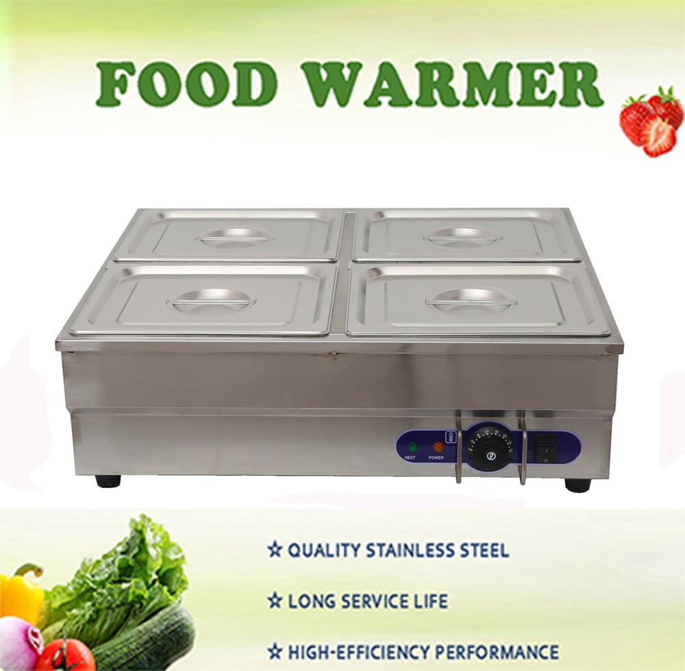 INTBUYING 4-Pan Squarish Food Warmer Commercial Buffet Food Warmer ...