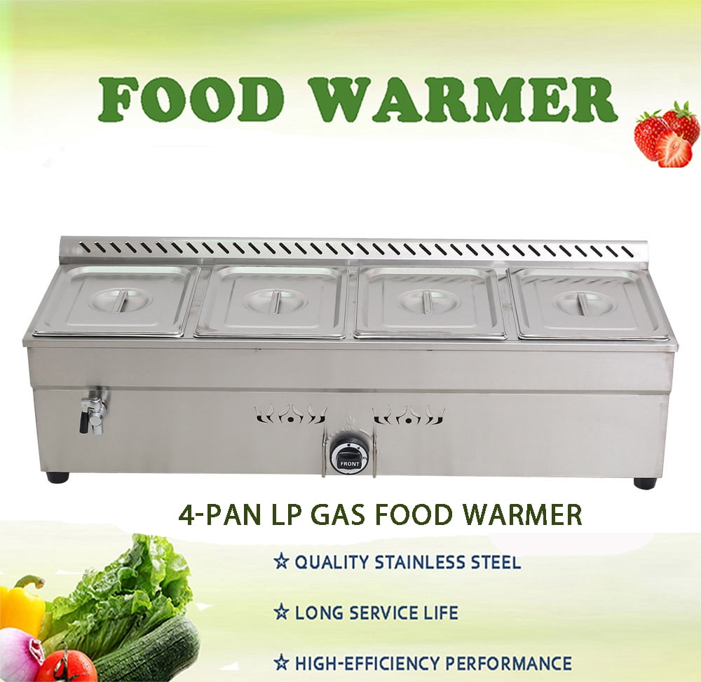 INTBUYING 4 Pans LP Gas Food Warmer Stove Bain-Marie Buffet Heating ...