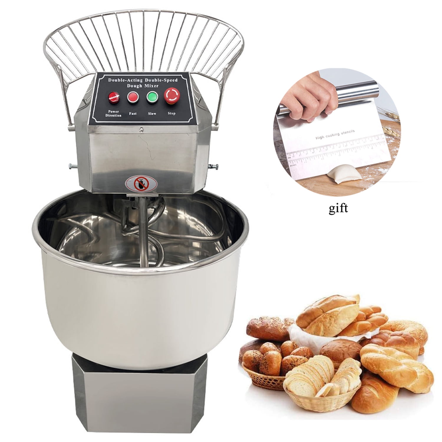 INTBUYING 50L Electric Dough Mixer Double Speed Double Action Stainless ...