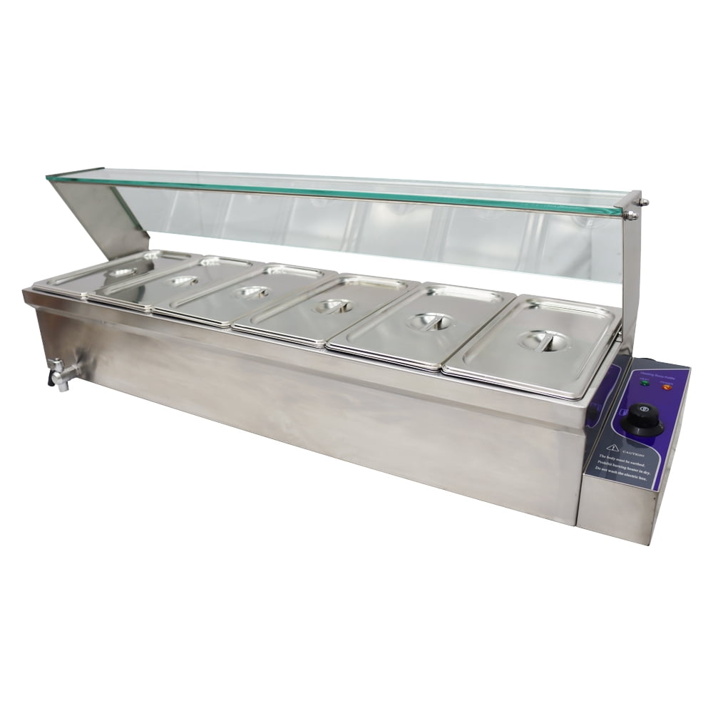 INTBUYING 6-Pot Bain-Marie Buffet Food Warmer Steam Table Hot Well for ...