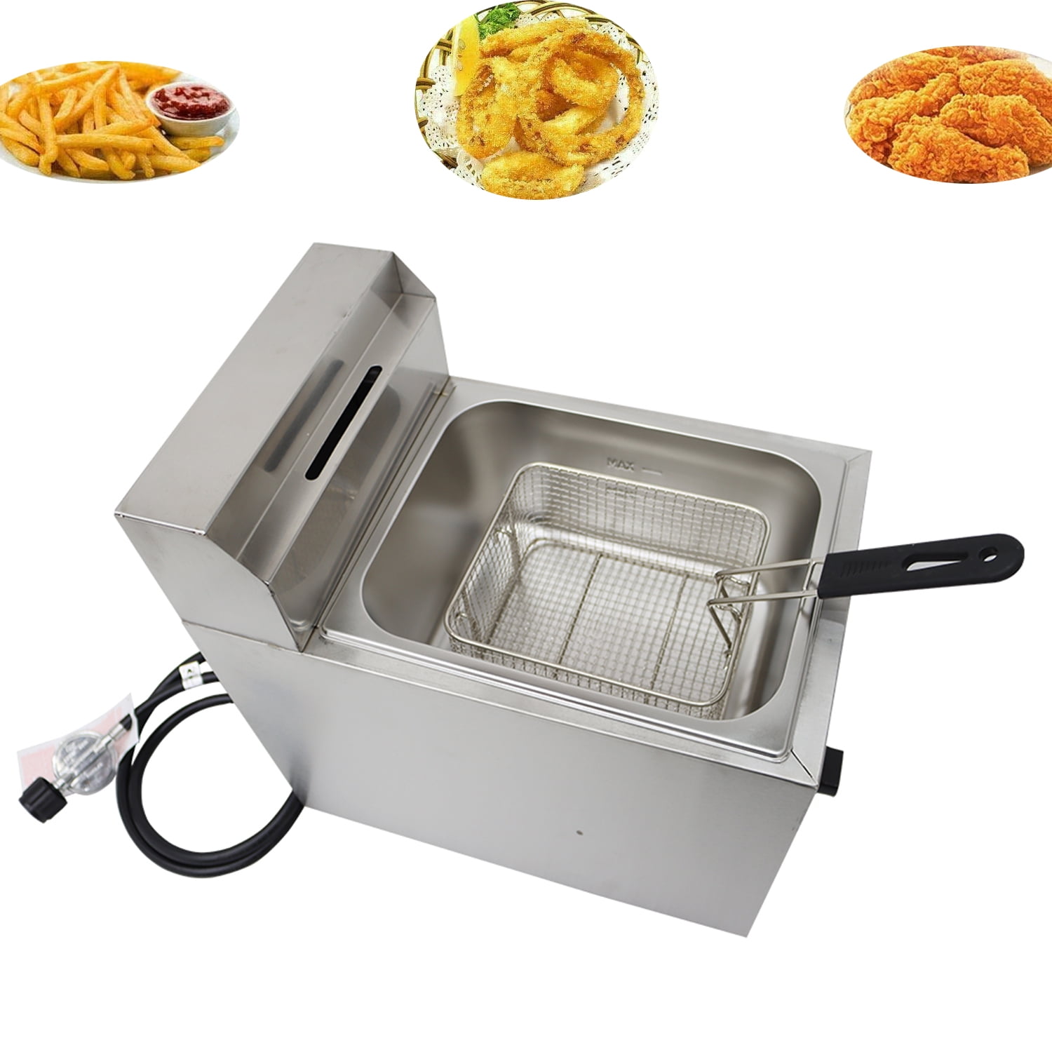 Intbuying 6L Gas Deep Fryer, Stainless Steel Frying Machine with Basket ...