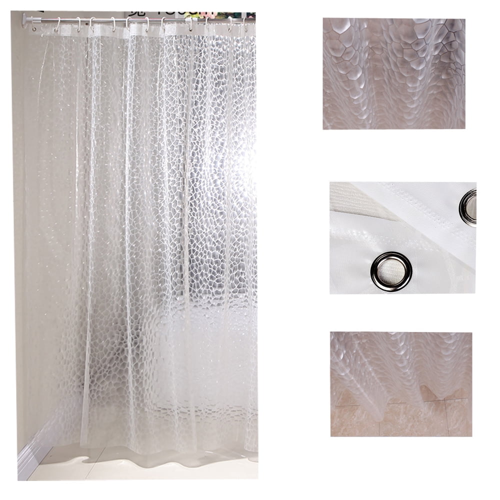 INTBUYING 70”x78” Clear Shower Curtain 3D Water Cube Waterproof Shower ...