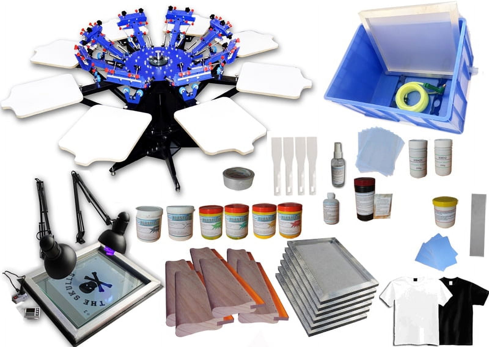 INTBUYING 8 Color 8 Station Screen Printing Machine Press with T-Shirt ...