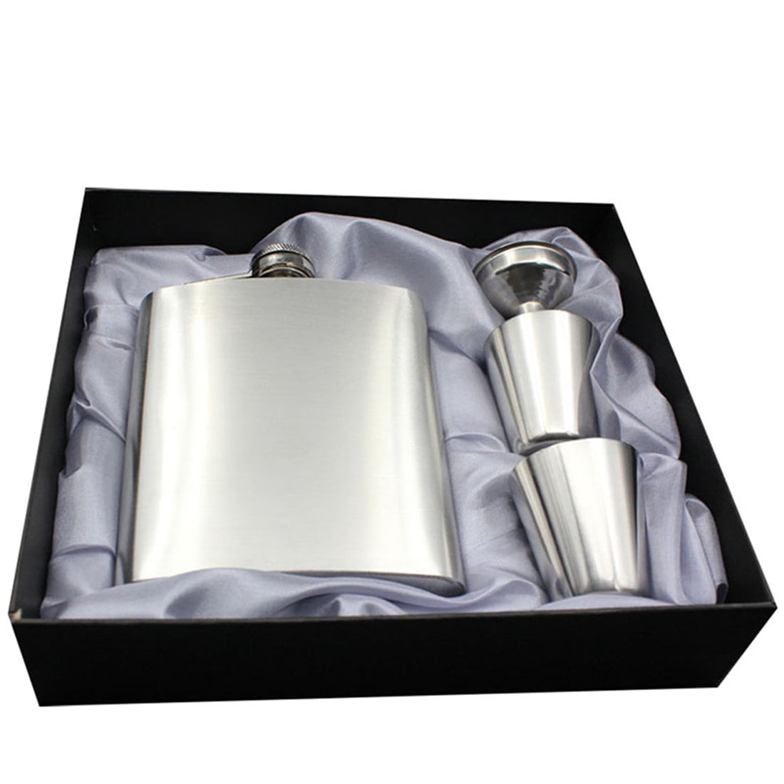 INTBUYING 8oz Stainless Steel Hip Flask with 1 Funnel & 2 Cups in Gift ...