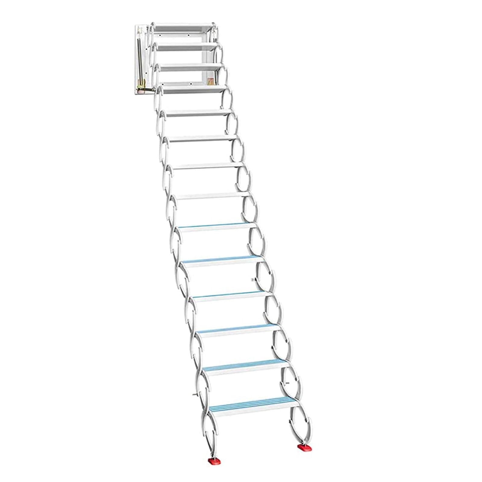 INTBUYING 9.8ft Wall-Mounted Attic Stair Loft Wall Ladder Al-Mg Alloy ...