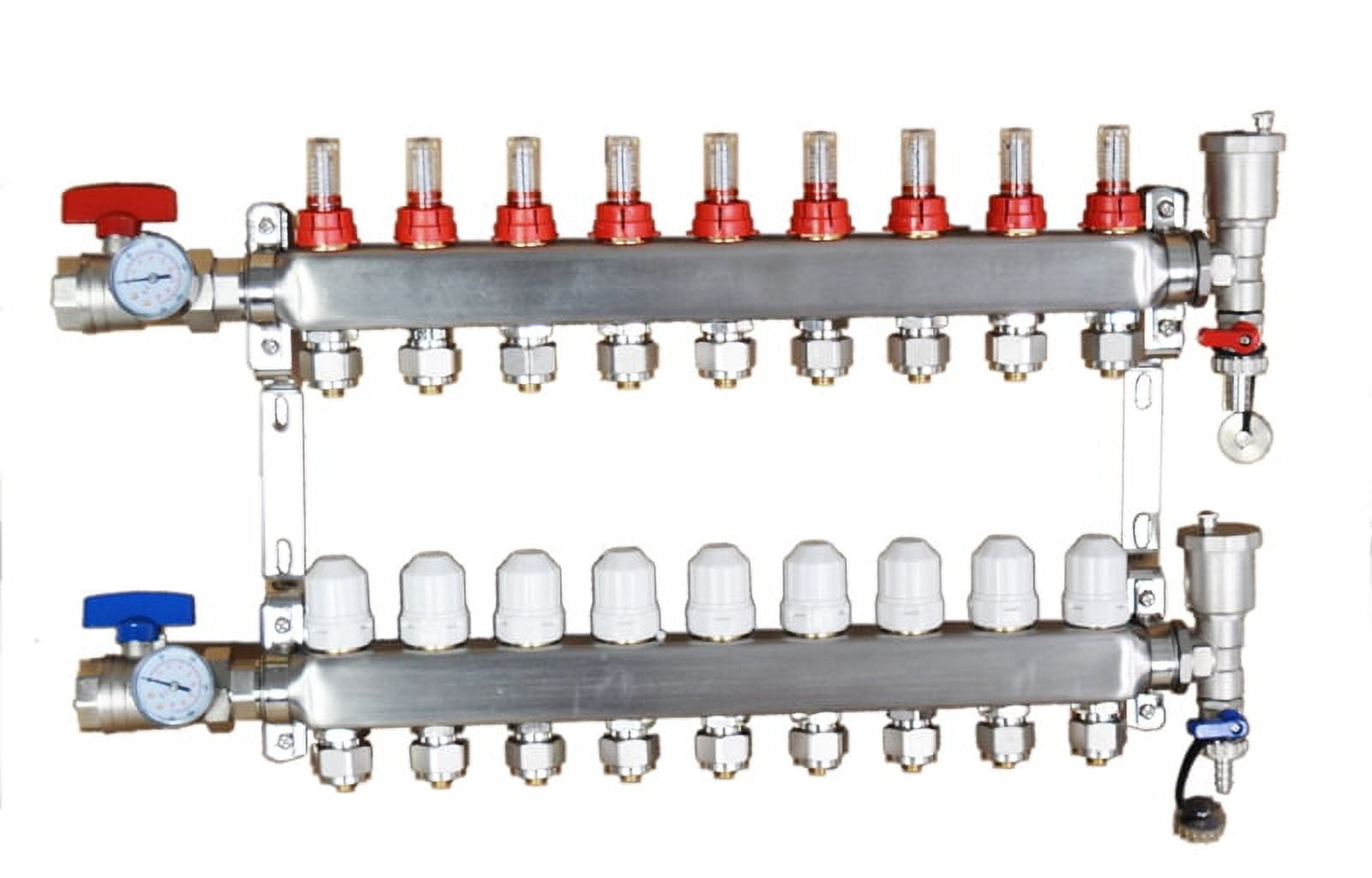 INTBUYING 9-Branch Stainless Steel Floor Heating Water Distributor PEX ...