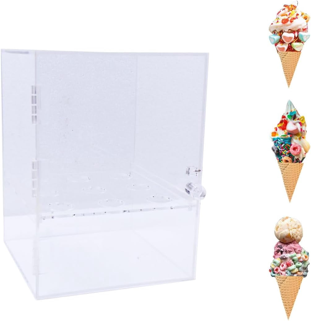 INTBUYING 9 Holes Ice Cream Cone Cabinet Egg Roll Display Clear Acrylic ...