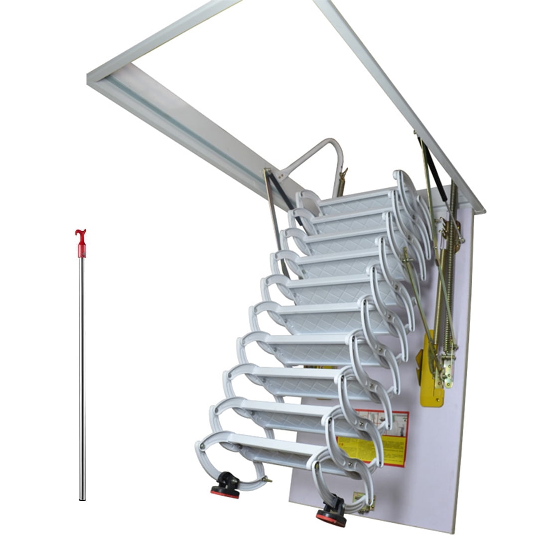INTBUYING Compact Attic Ceiling Ladder Stairs with Access Handrails, 10 ...