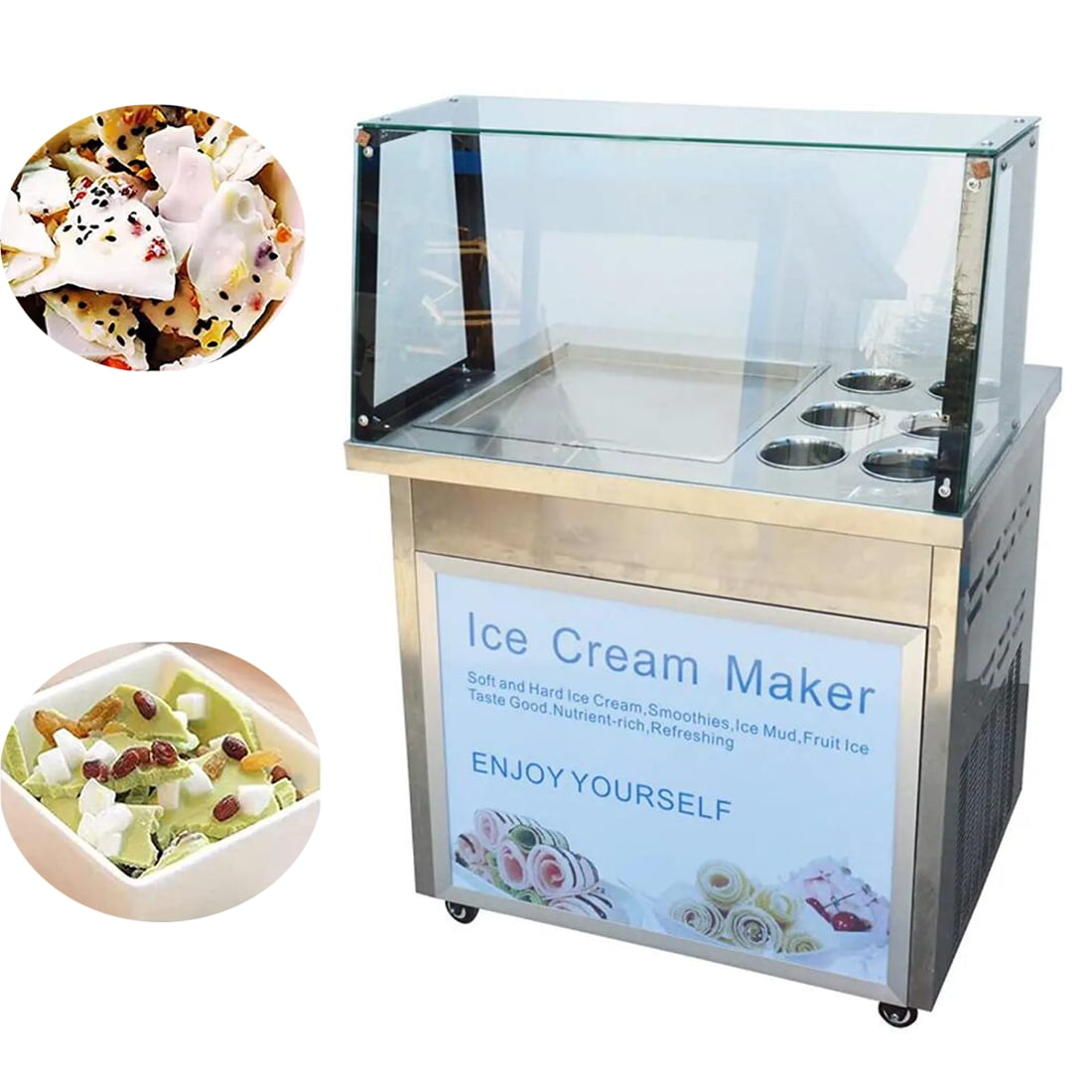 INTBUYING Commercial Fried Yogurt Machine Fried Ice Cream Maker with ...