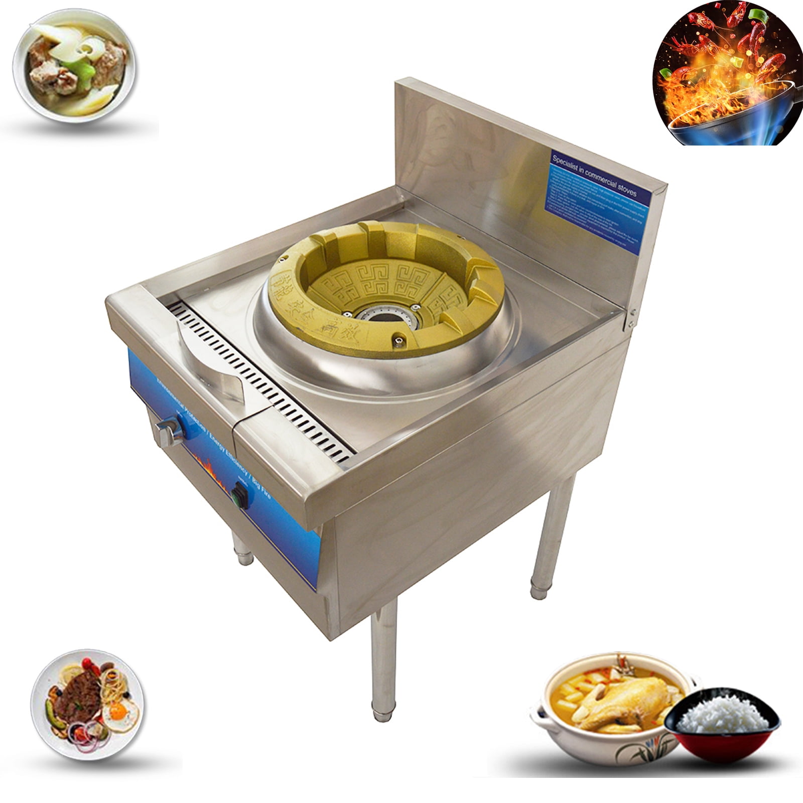 INTBUYING Commercial Gas LPG Wok Range Vertical Fierce Fire Stove ...