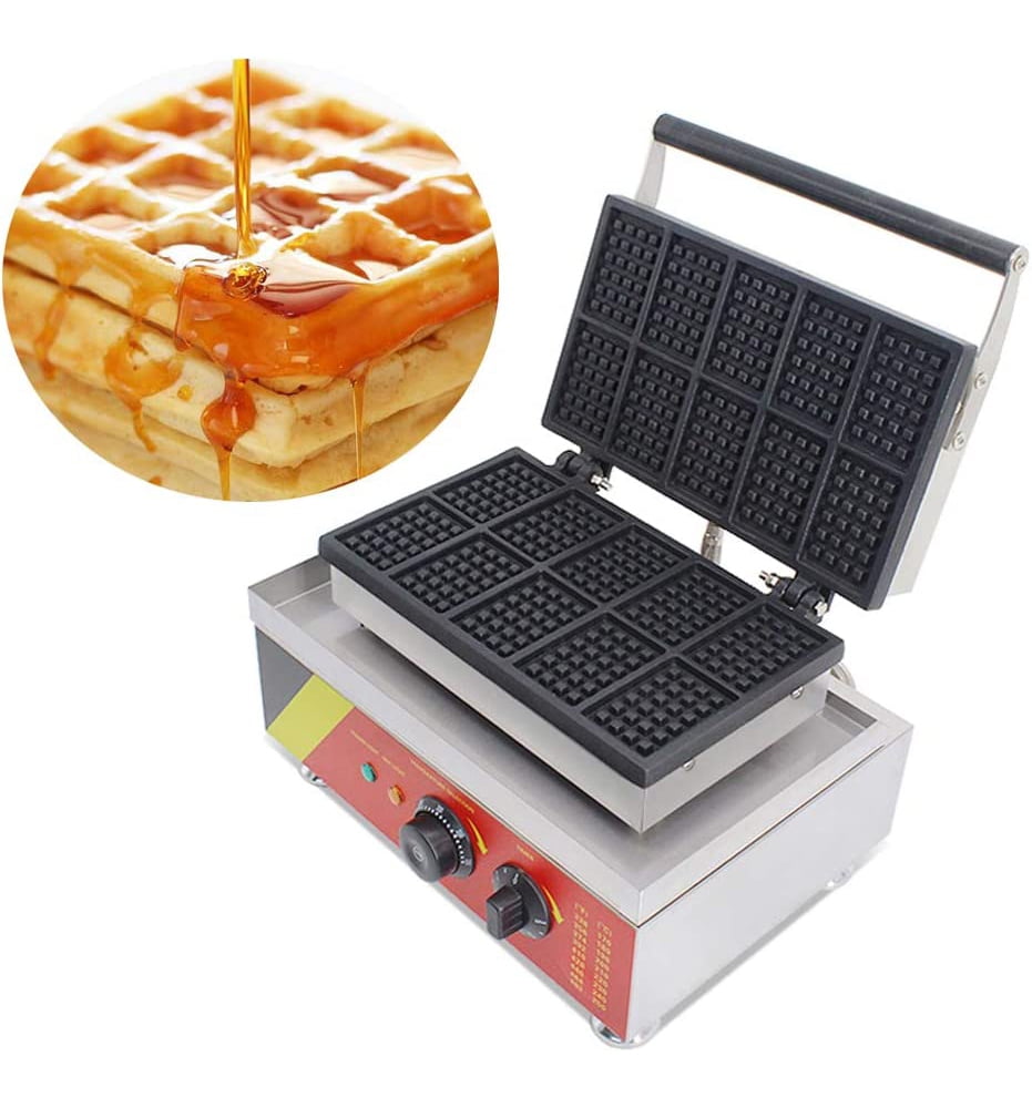 INTBUYING Electric Rectangle Waffle Maker Nonstick Belgian Baker ...