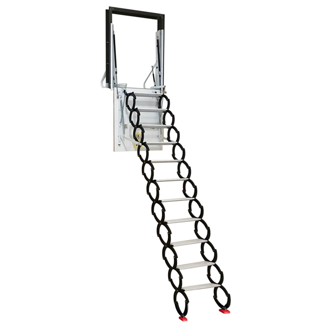 INTBUYING Hidden Loft Folding Ladder Side-Mounted Black Al-mg Alloy ...