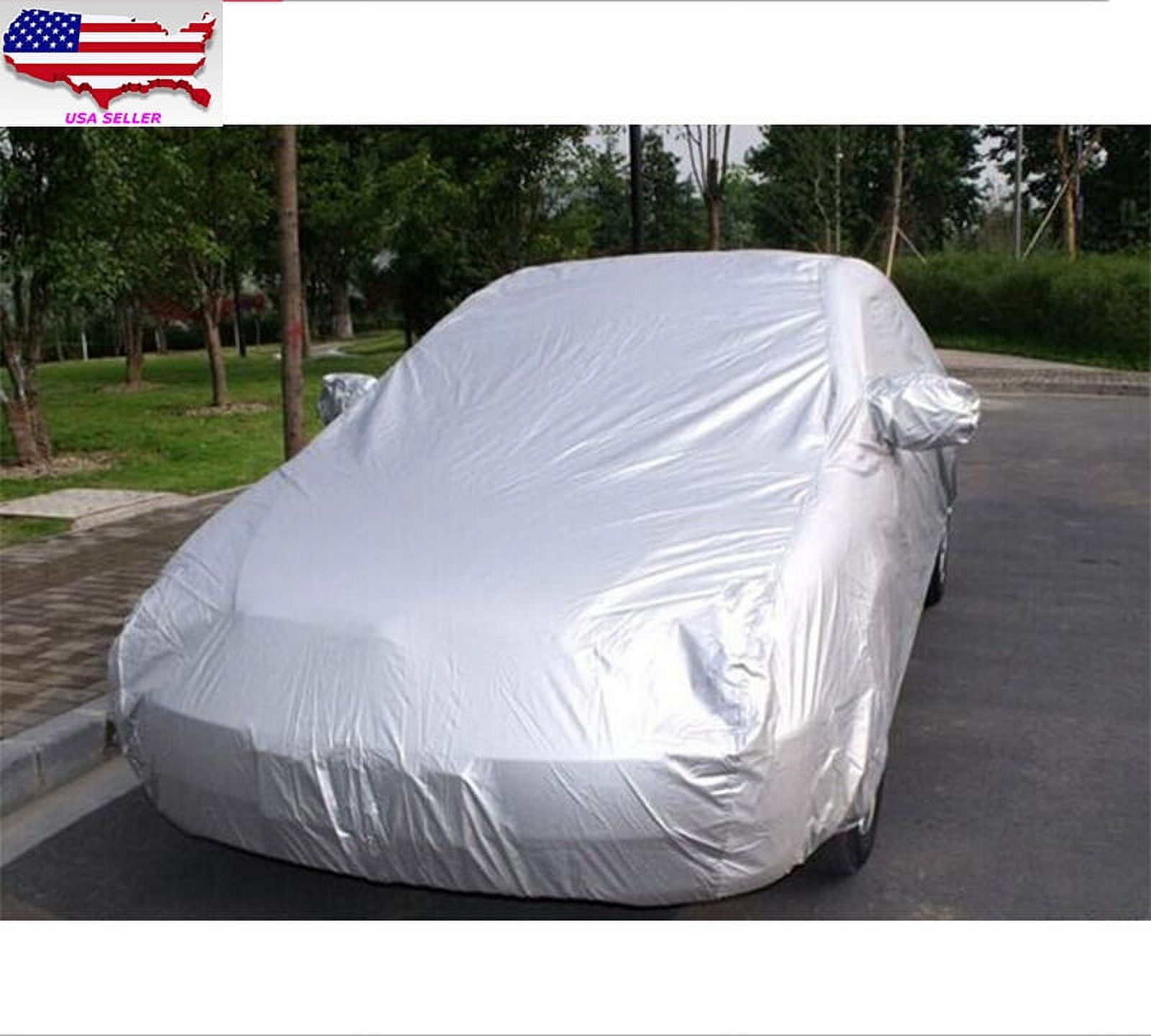 INTBUYING L Size Outdoor Silver Cloth Full Car Cover UV Snow Dust Rain ...