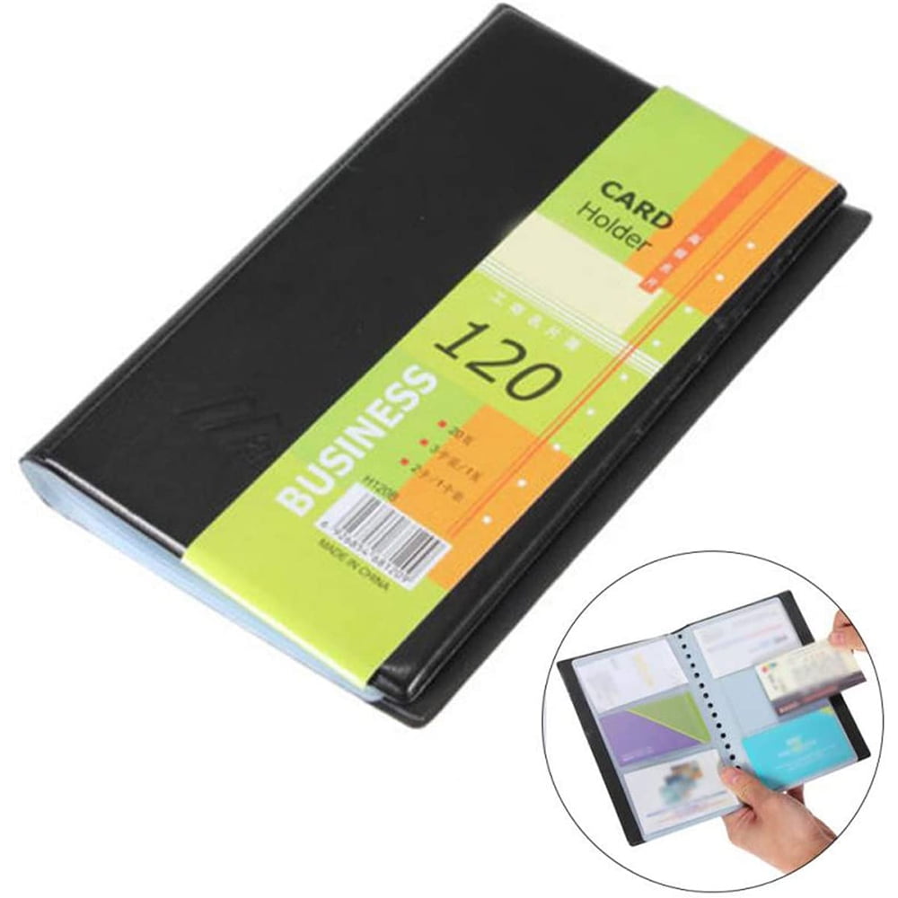 INTBUYING Unisex Black Leather Business Credit Card Holder, 60 Pockets ...