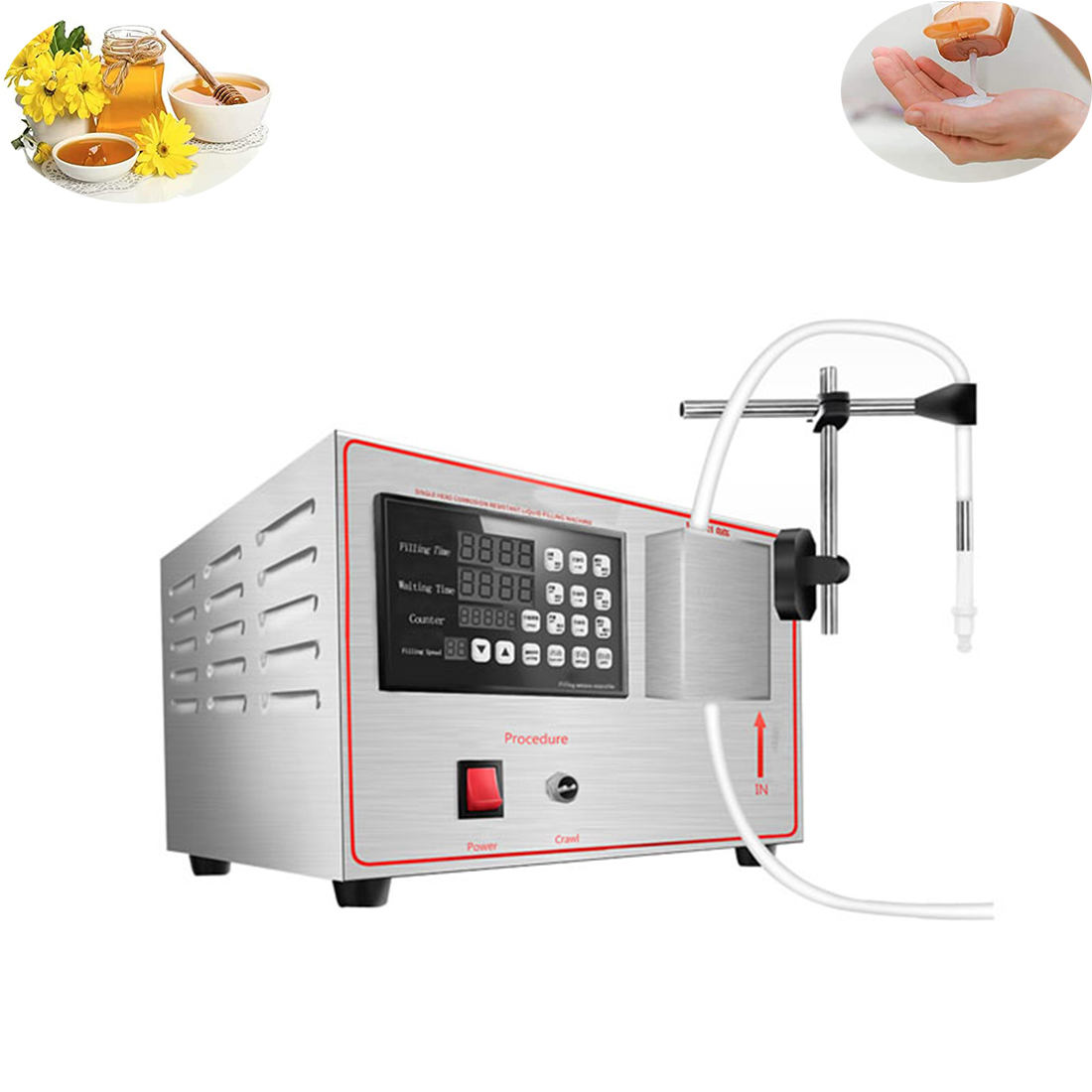 INTBUYING Magnetic Liquid Filling Machine Digital Control Bottle Filler Filling Range 5-2000ml ...