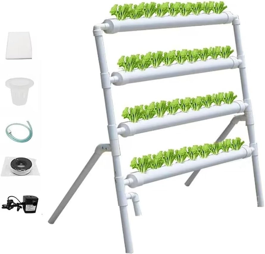INTBUYING PVC Hydroponics Growing System, 36 Sites 4 Pipes Grow Kit for ...
