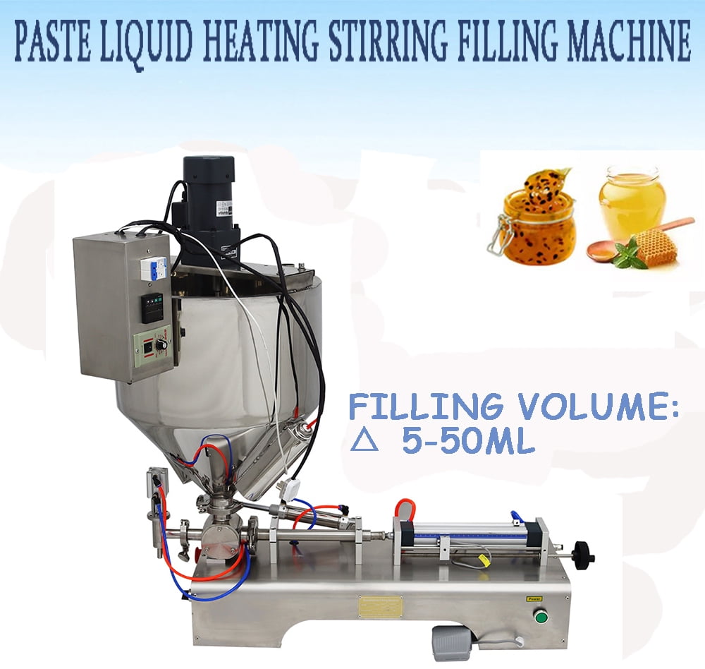 INTBUYING Paste Liquid Heating Stirring Filling Machine Single Nozzle 5 ...