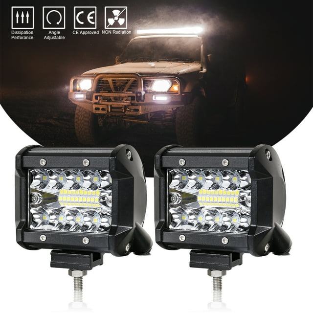 INTELIVE 2PCS 60W 4inch 24000LM Flood Spot Combo LED Work Light Pods ...