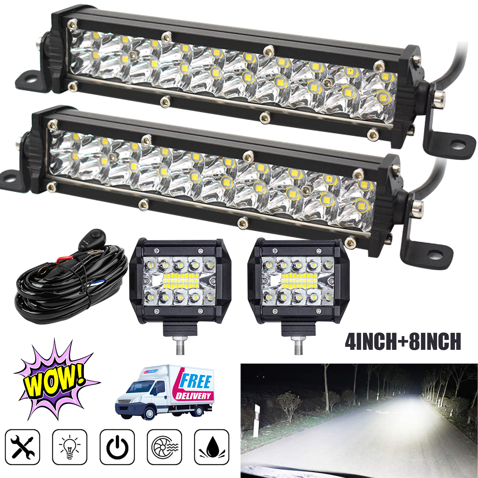 Nilight LED Light Bar 2PCS 7 Inch 36W Spot Led Off Road Lights 12V 5Pin ...