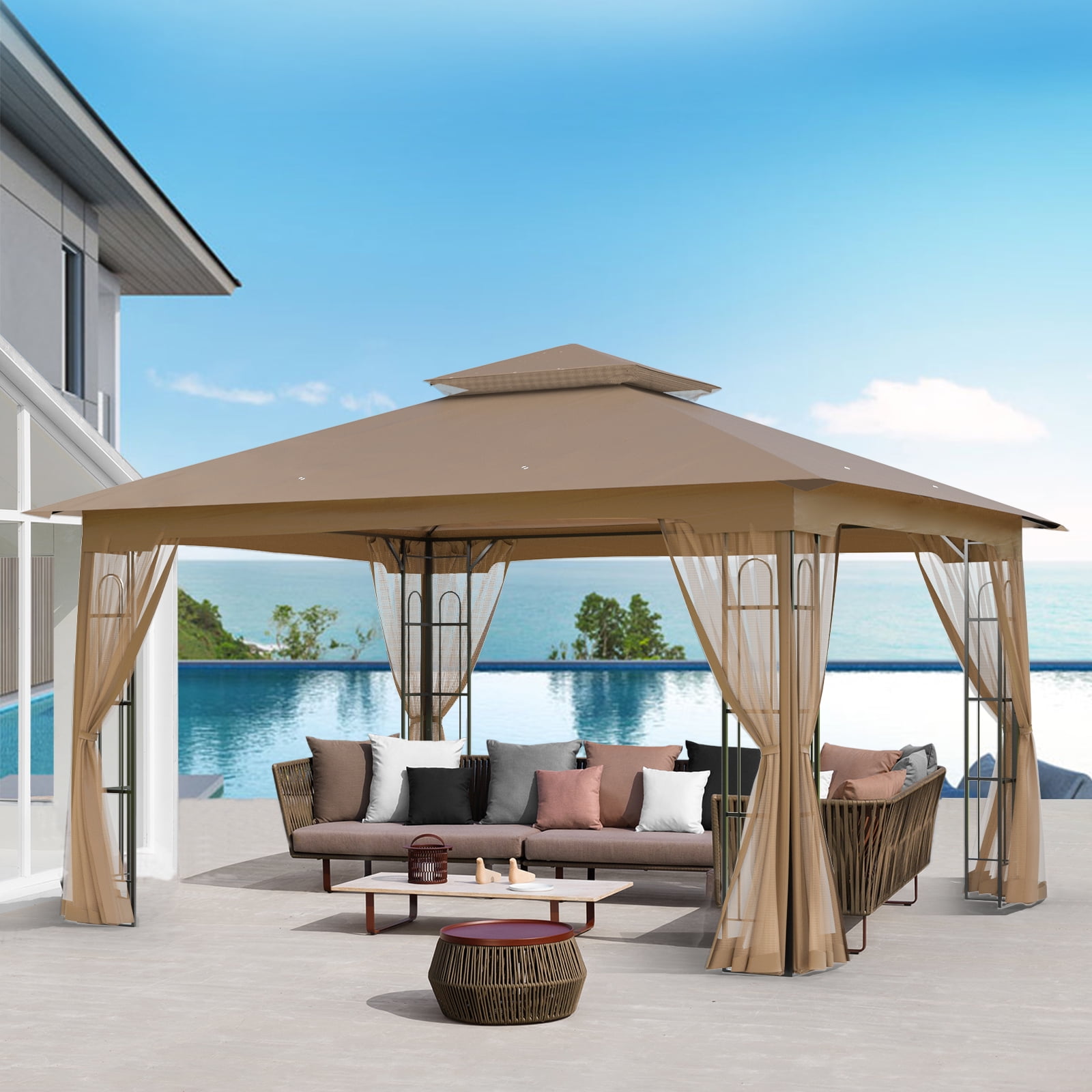 INTER HUT 13x11 Metal Patio Gazebo, Outdoor Gazebo Canopy Tent for ...