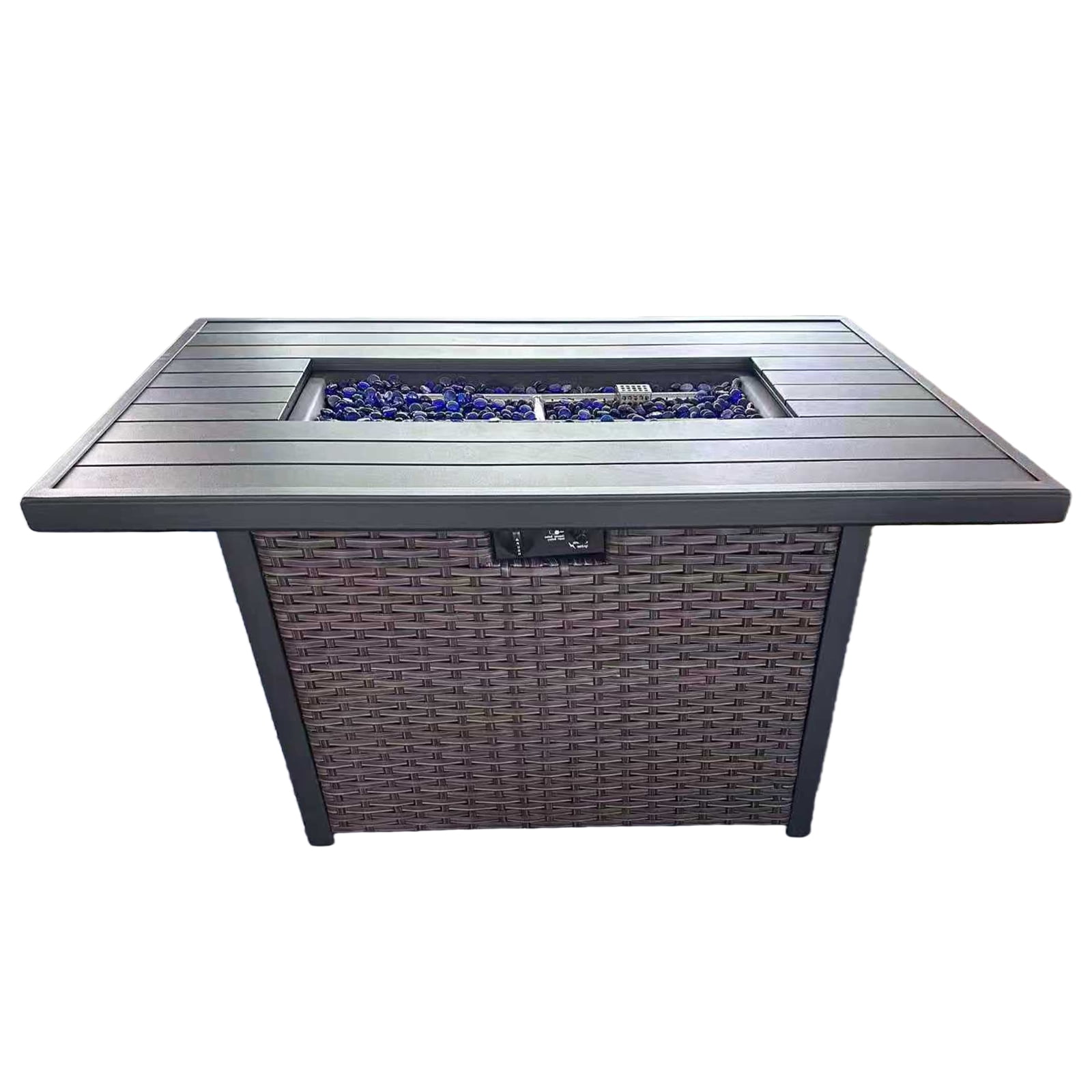 INTER HUT 43'' Wicker Propane Fire Pit Table with Tank Storage, CSA ...
