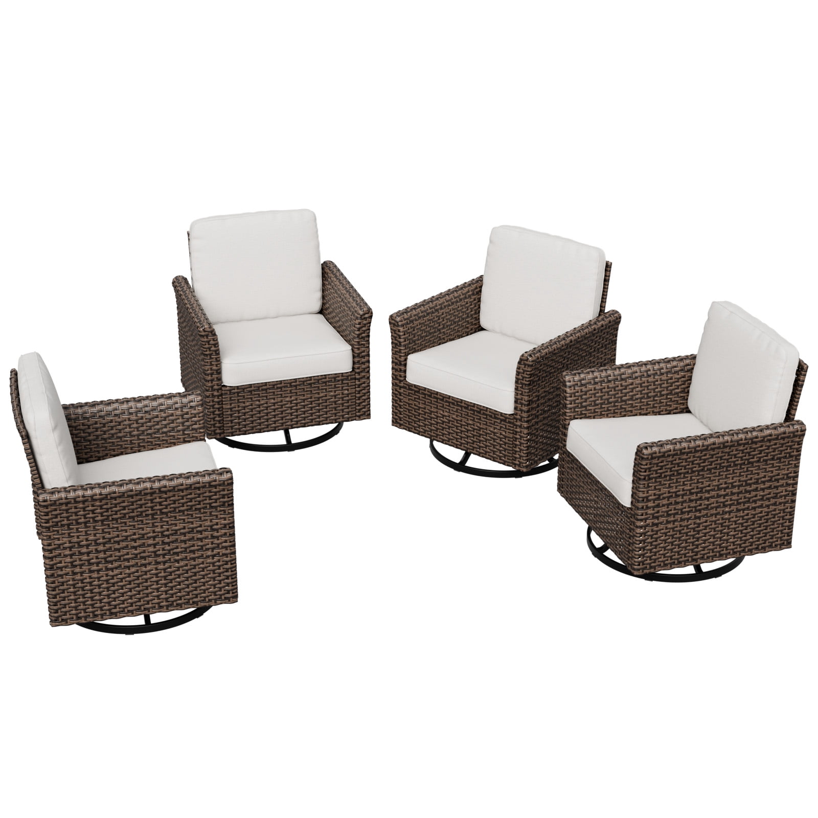 INTER HUT 4PCS Outdoor Patio Wicker Swivel Rocking Chairs with Cushions ...