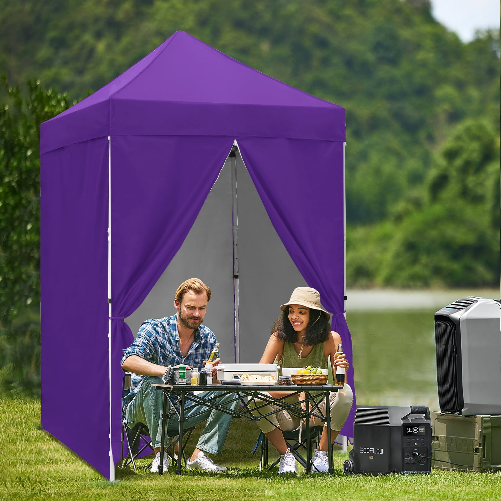 INTER HUT 5x5 Outdoor Pop up Canopy Gazebo with 4 Removable Sidewalls ...