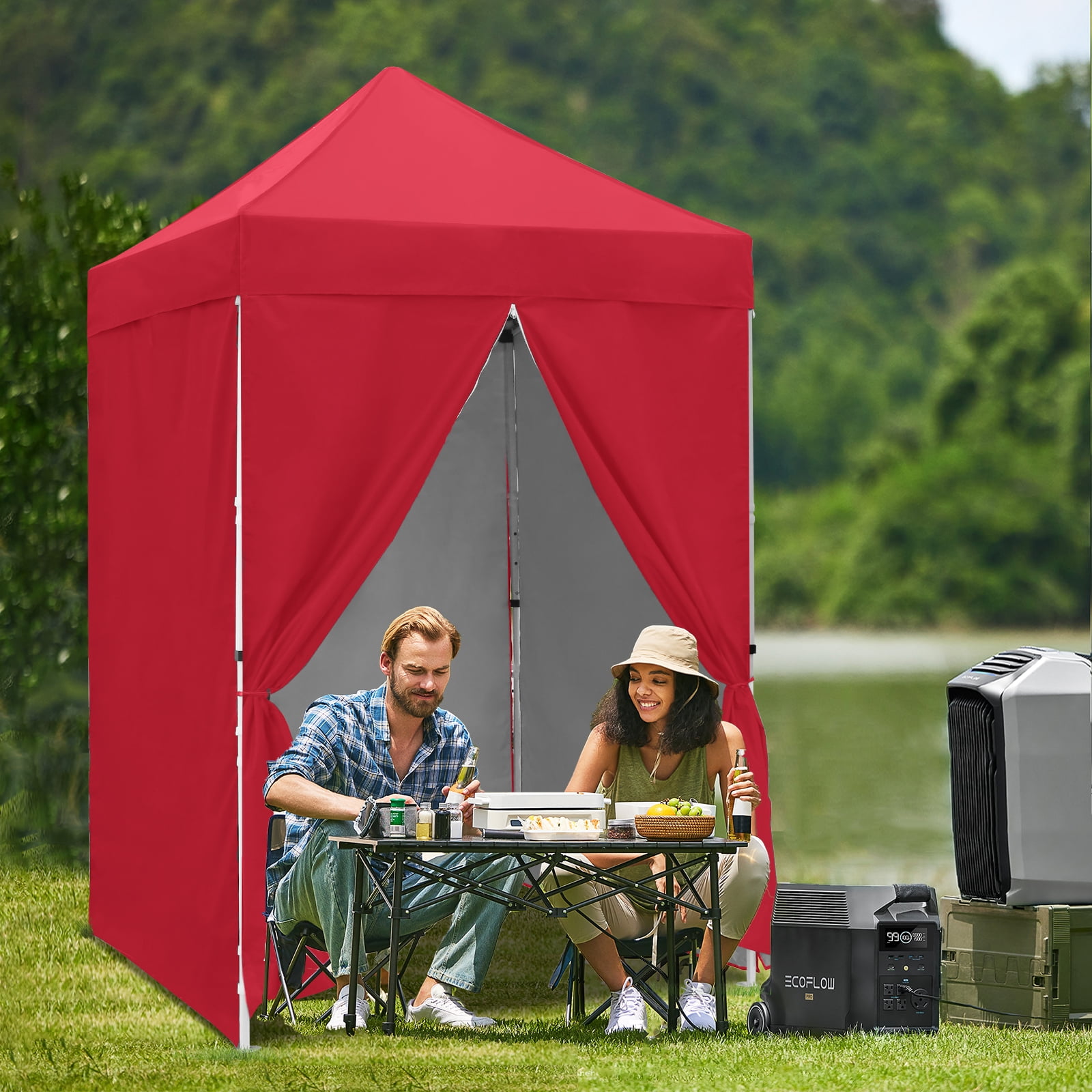 INTER HUT 5x5 Outdoor Pop up Canopy Gazebo with 4 Removable Sidewalls ...