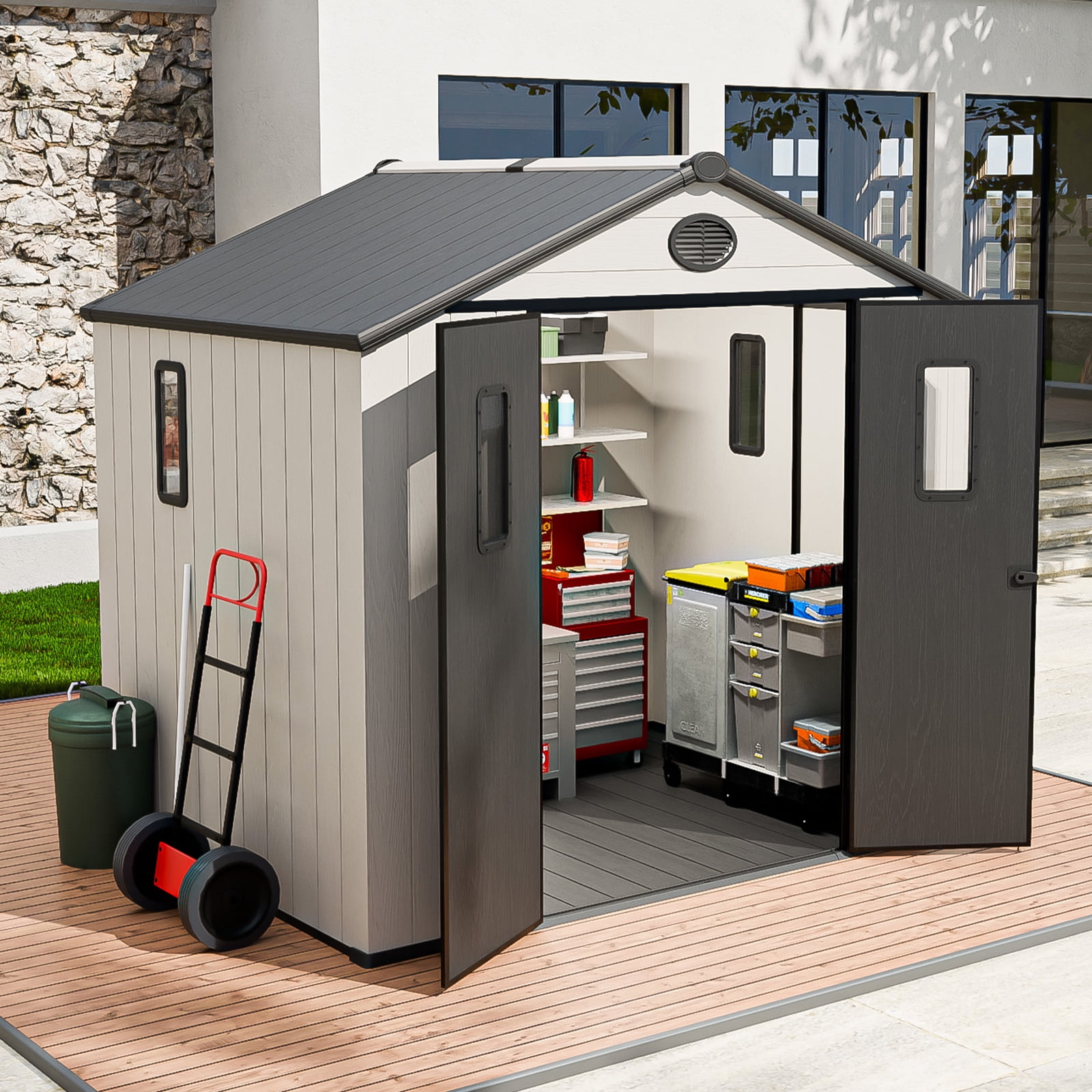 INTER HUT 6 x 8 FT Resin Outdoor Storage Shed, Large Waterproof Resin ...