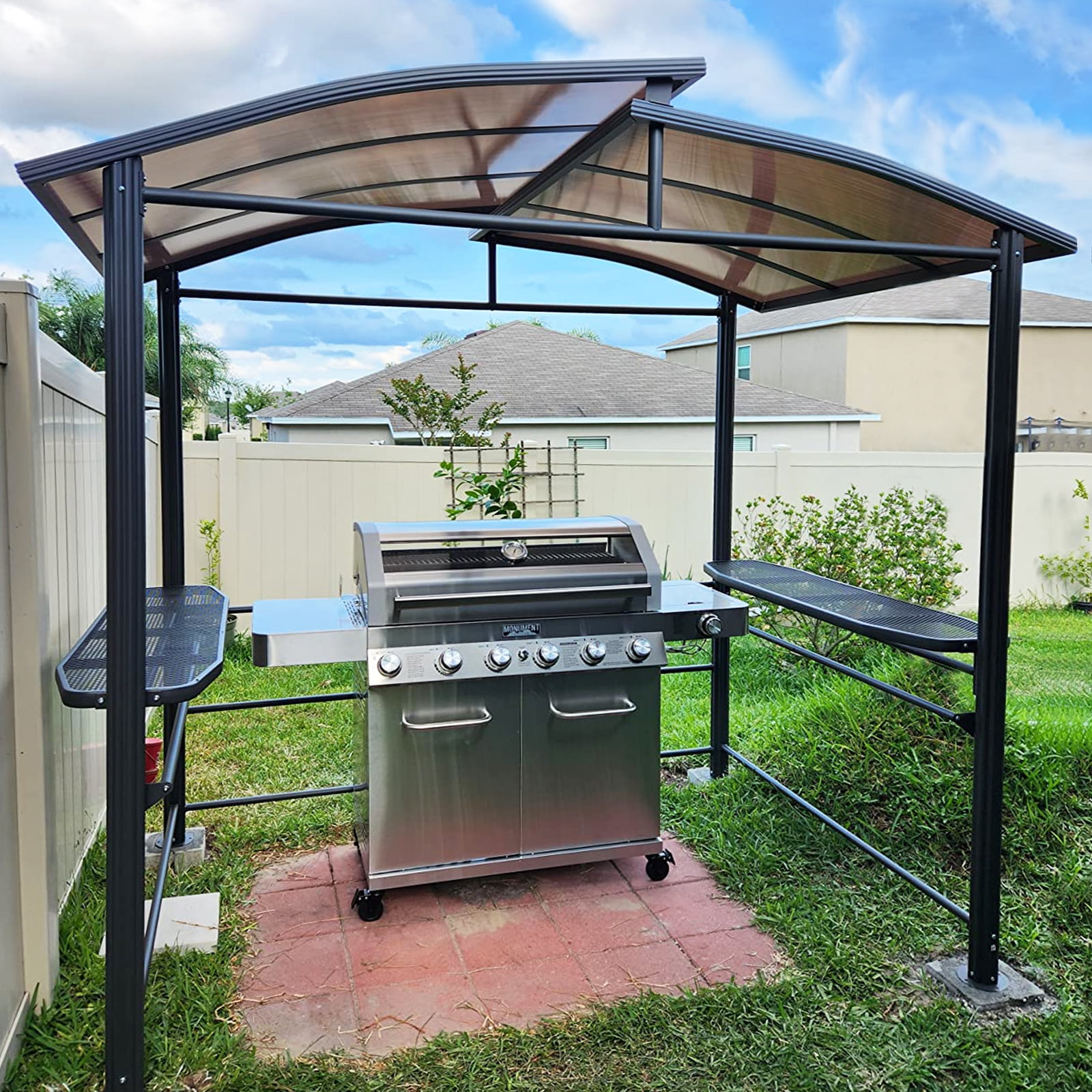 INTER HUT 8x5 Outdoor BBQ Grill Shelter, Double Tier Gazebo Canopy ...