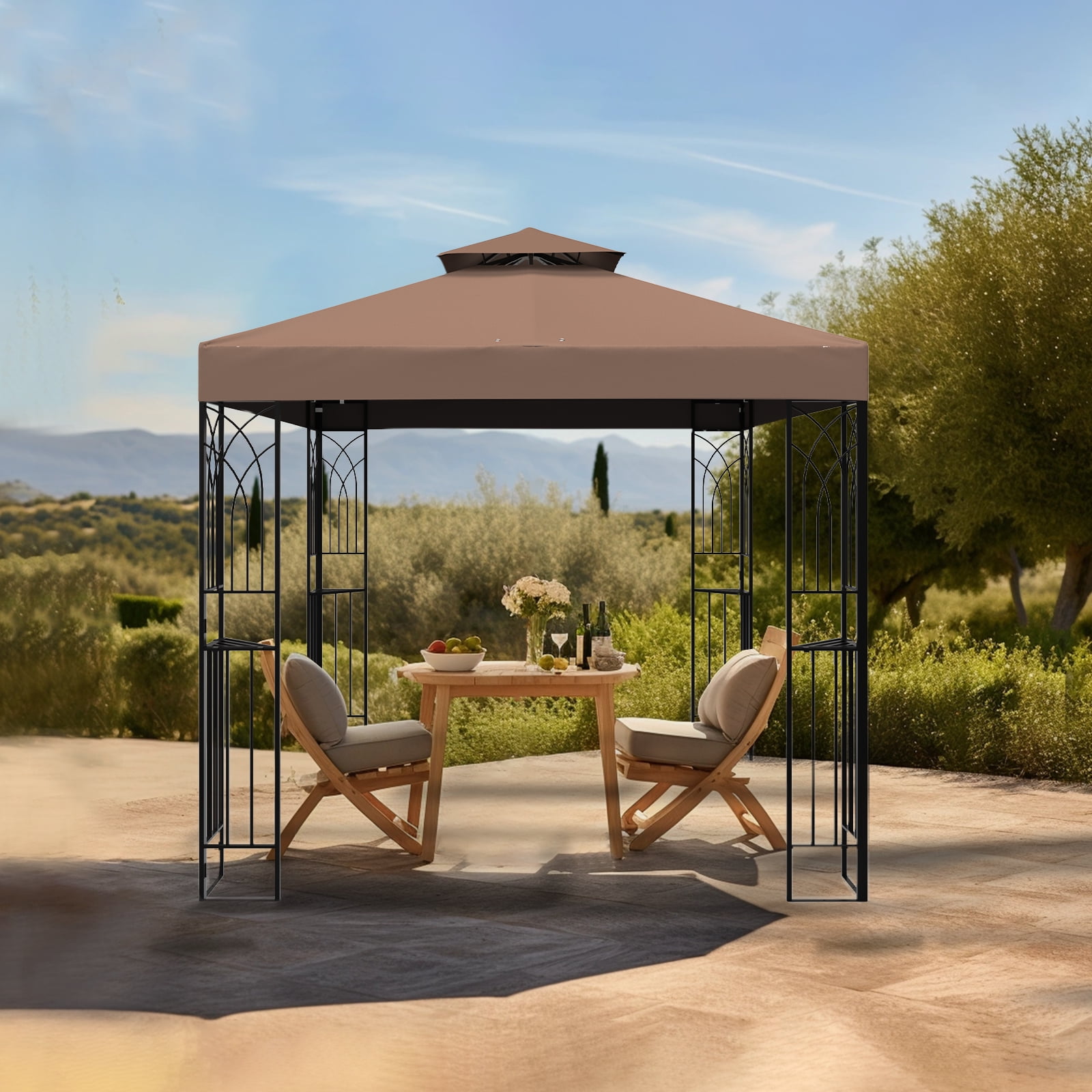 INTER HUT 8x8 Sturdy & Weather-Resistant Metal Patio Gazebo, Outdoor ...