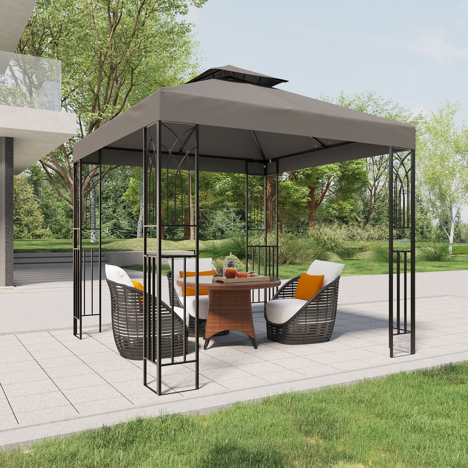 INTER HUT 8x8 Metal Patio Gazebo, Outdoor Gazebo Canopy Tent for ...