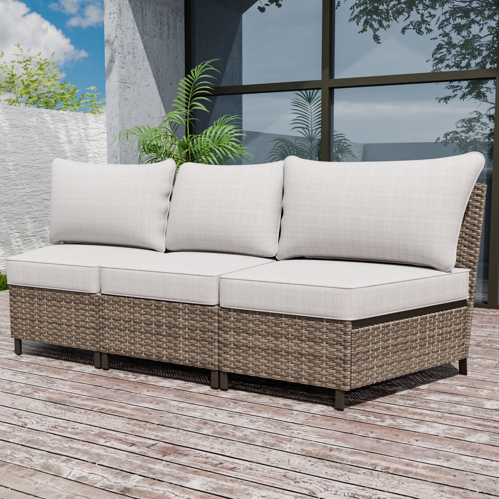 INTER HUT Vista Oasis Brown Wicker Outdoor Patio Conversation Set 3 ...