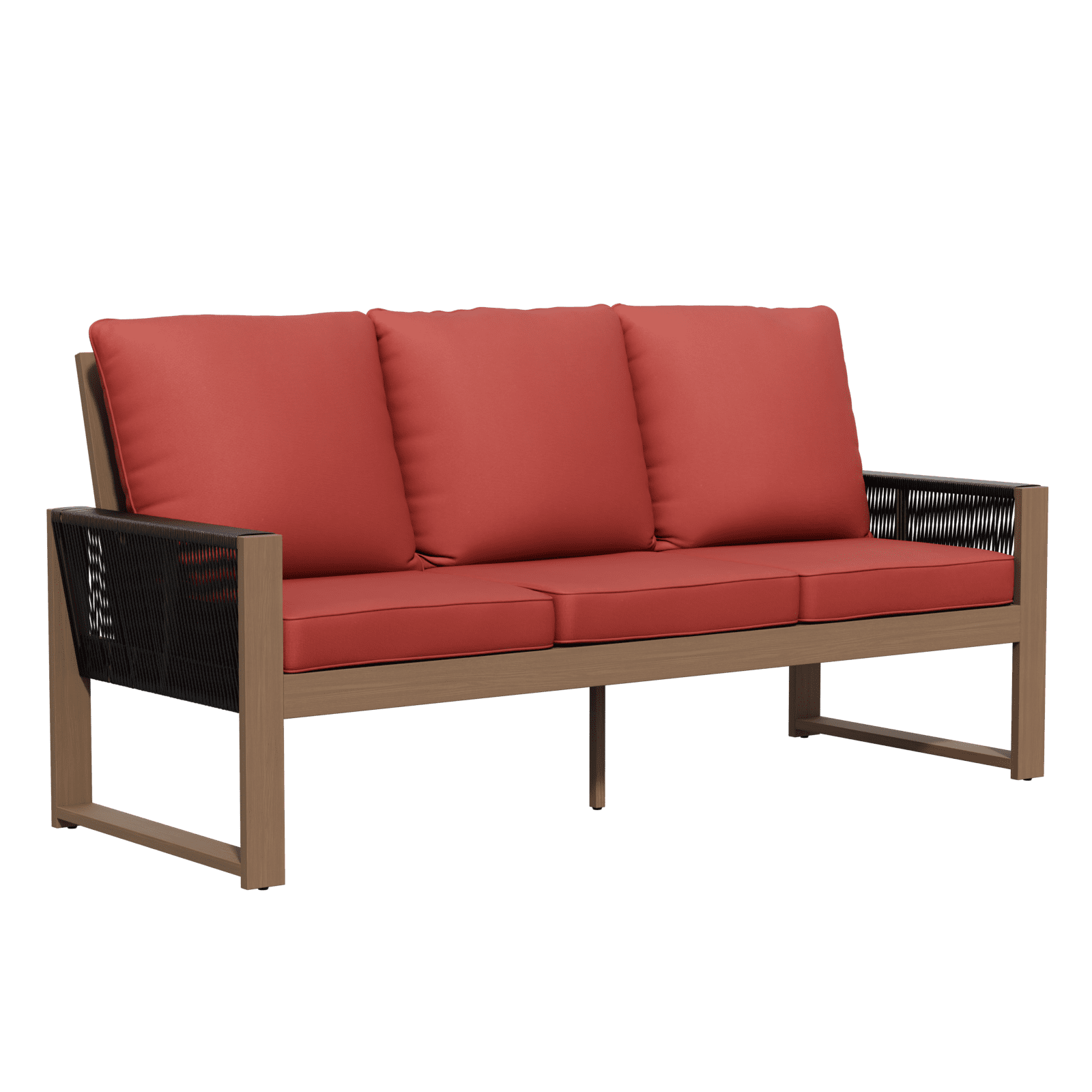 INTER HUT Cedar Patio Outdoor 3 Seater Sofa Couch, Modern Solid Wood ...